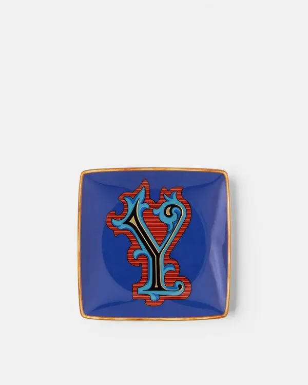 Versace Alphabet Y Small Square Plate 12 Cm - Print