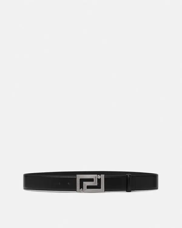 Versace Greca Leather Belt - Black