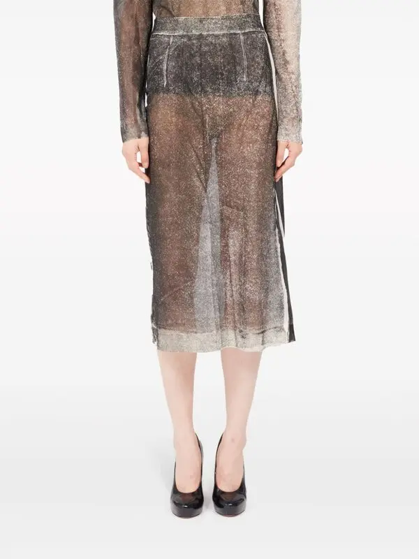 MAISON MARGIELA Serigraphic-print Silk Skirt - Black/light Grey