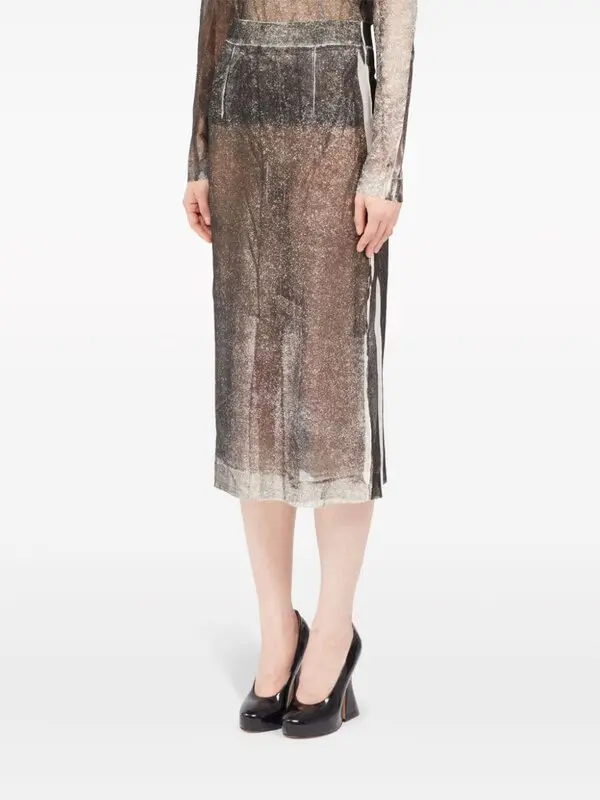 MAISON MARGIELA Serigraphic-print Silk Skirt - Black/light Grey