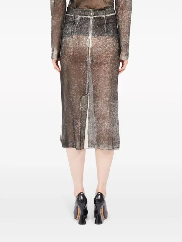 MAISON MARGIELA Serigraphic-print Silk Skirt - Black/light Grey