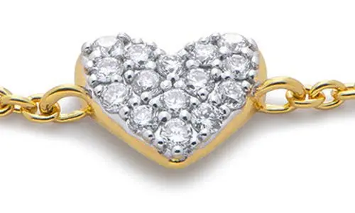 Monica Vinader Lab-created Diamond Heart Charm Bracelet - 18k Gold Vermeil