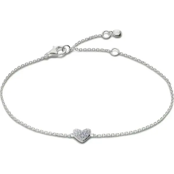 Monica Vinader Lab-created Diamond Heart Charm Bracelet - Sterling Silver
