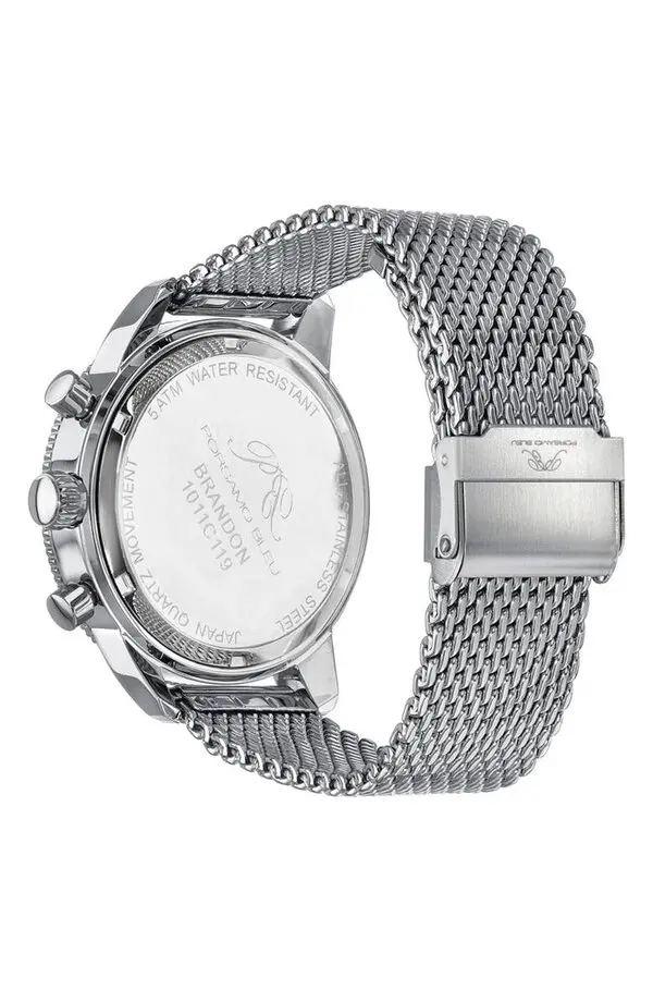 PORSAMO BLEU Mesh Strap Chronograph Watch - Silver-blue
