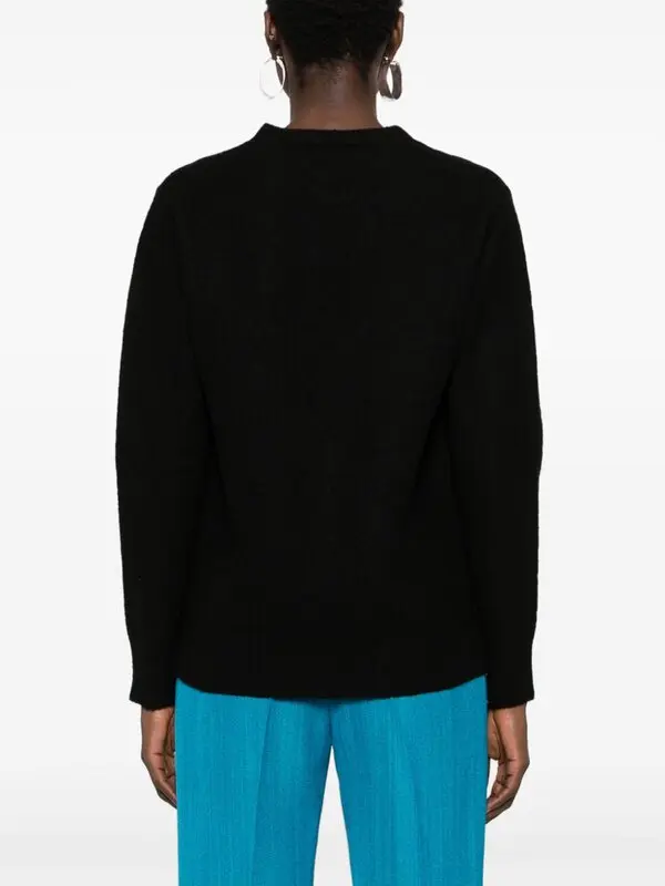 JIL SANDER Logo-engraved Wool Cardigan - Black