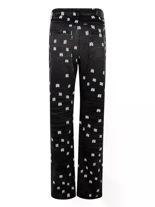 Amiri Paisley-print Straight-leg Jeans - Black