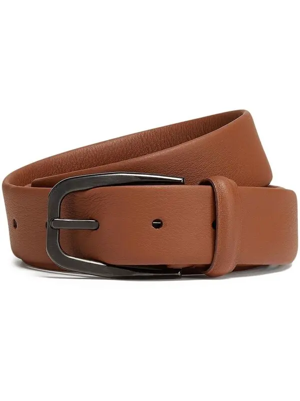 Zegna Grained Leather Belt - Brown