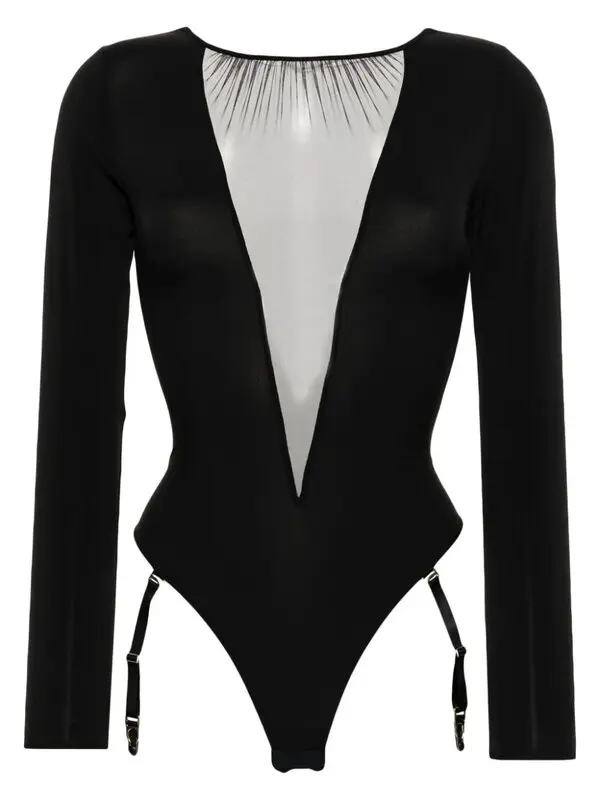 MAISON CLOSE Stretch Semi-sheer Bodysuit