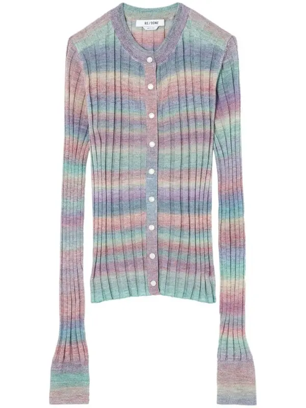 RE/DONE Ribbed-knit Wool Cardigan - Pink