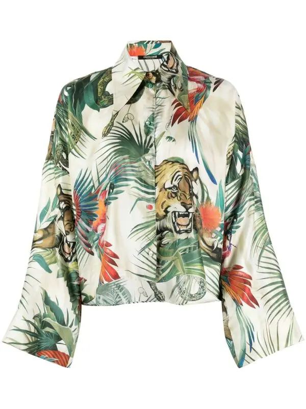 Roberto Cavalli Graphic-print Silk Shirt