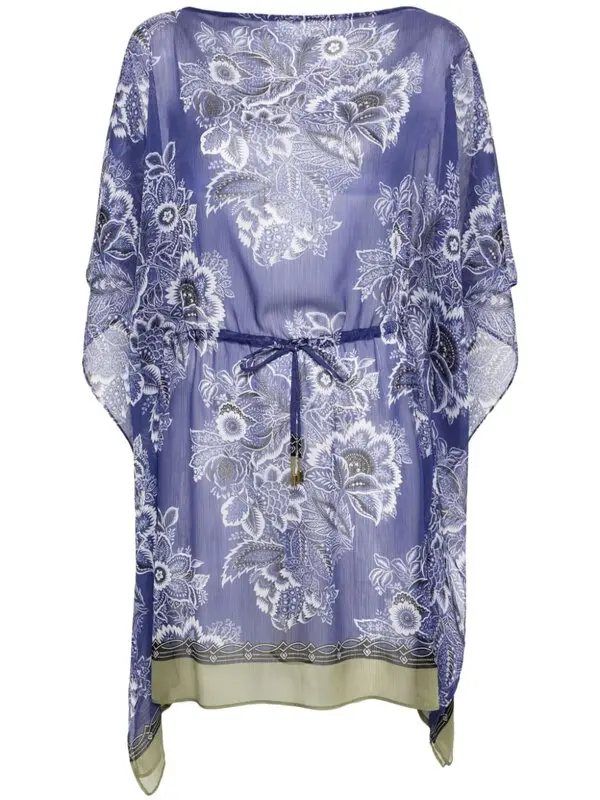 Etro Floral-print Kaftan Dress - Blue