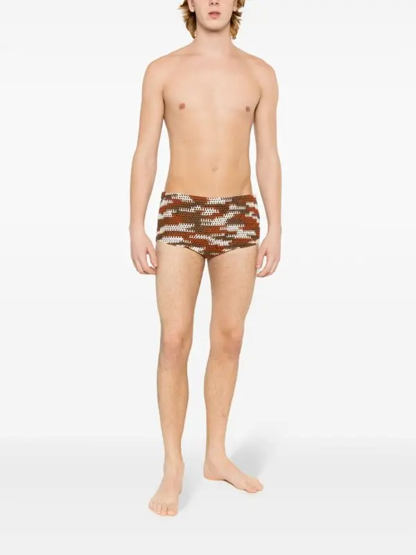 AMIR SLAMA Abstract-pattern Crochet Swim Shorts