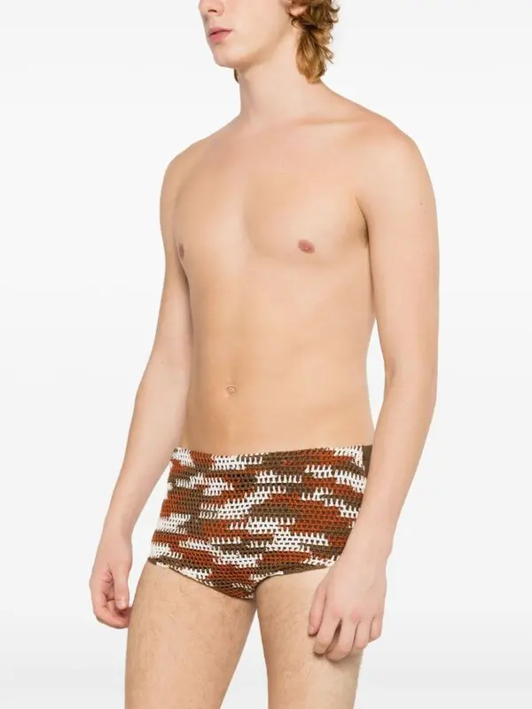 AMIR SLAMA Abstract-pattern Crochet Swim Shorts