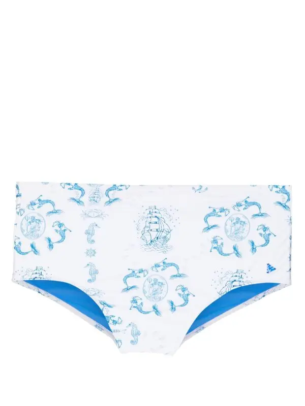 AMIR SLAMA Graphic-print Swim Shorts - White