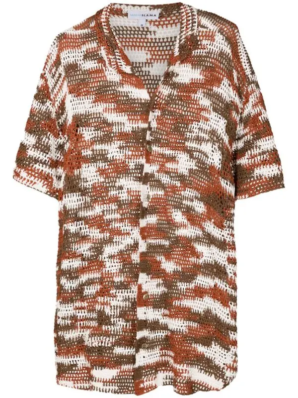 AMIR SLAMA Mélange Crochet-knit Shirt