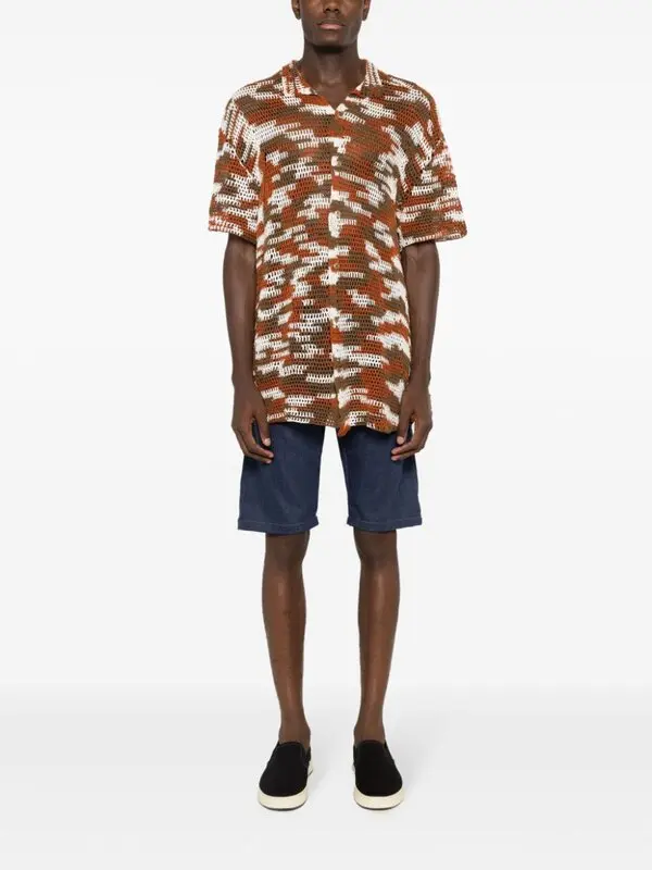 AMIR SLAMA Mélange Crochet-knit Shirt