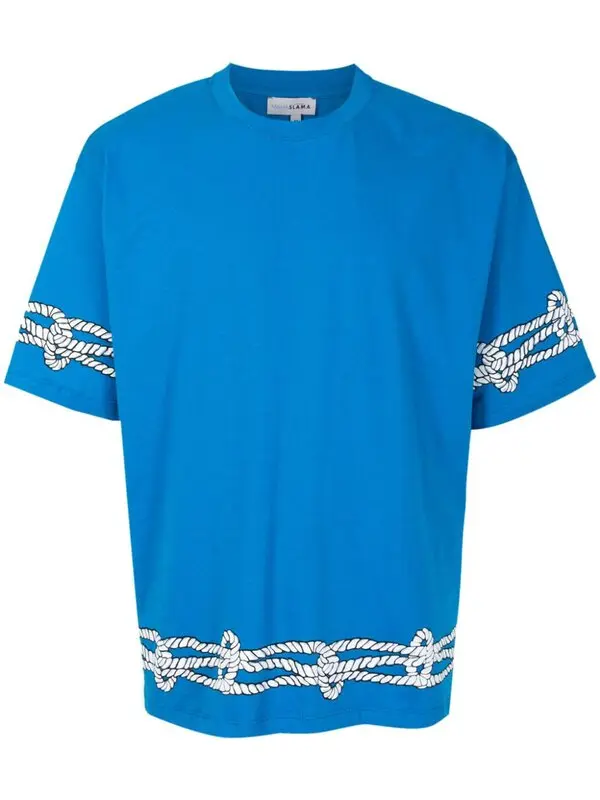 AMIR SLAMA Graphic-print Cotton T-shirt - Blue