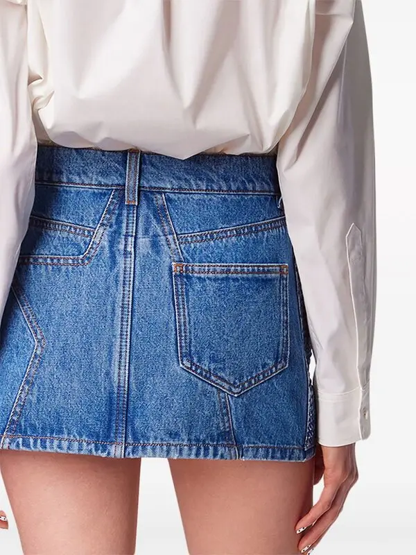 AREA Crystal-embellished Denim Miniskirt