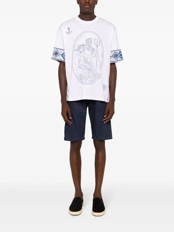 AMIR SLAMA Logo-patch Denim Shorts