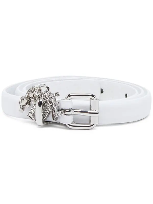 DIESEL® B-charm-loop Leather Belt - White