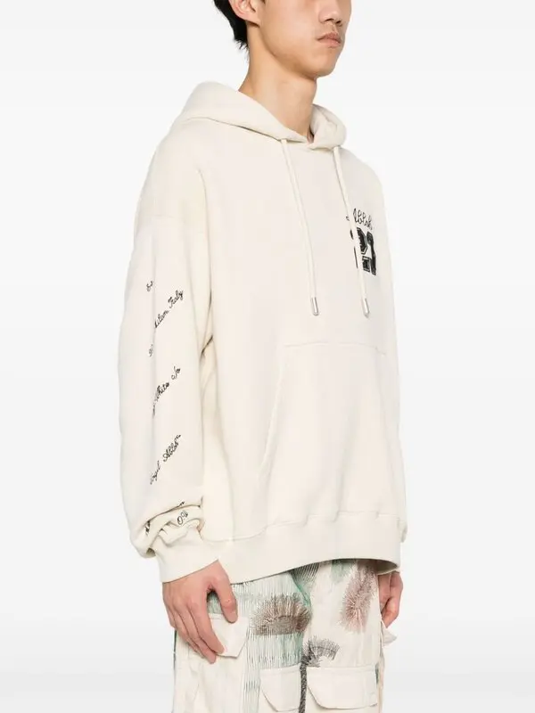 Off-White Cotton Embroidered Logo Hoodie