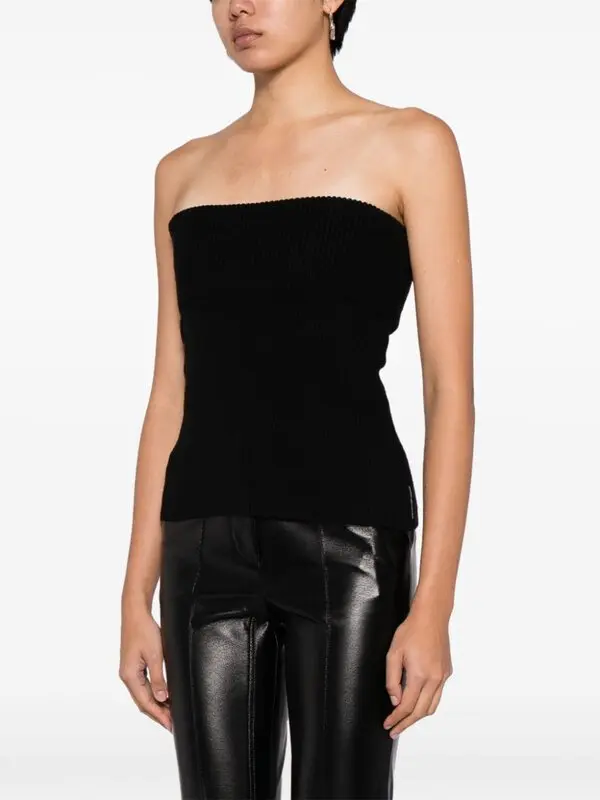 Alexander Wang Double-layer Ribbed-knit Strapless Top
