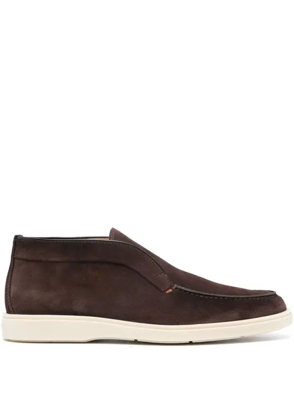 Santoni Suede Slip-on Boots - Brown
