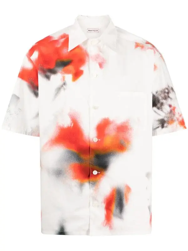 Alexander McQueen Abstract-pattern Cotton Shirt - White