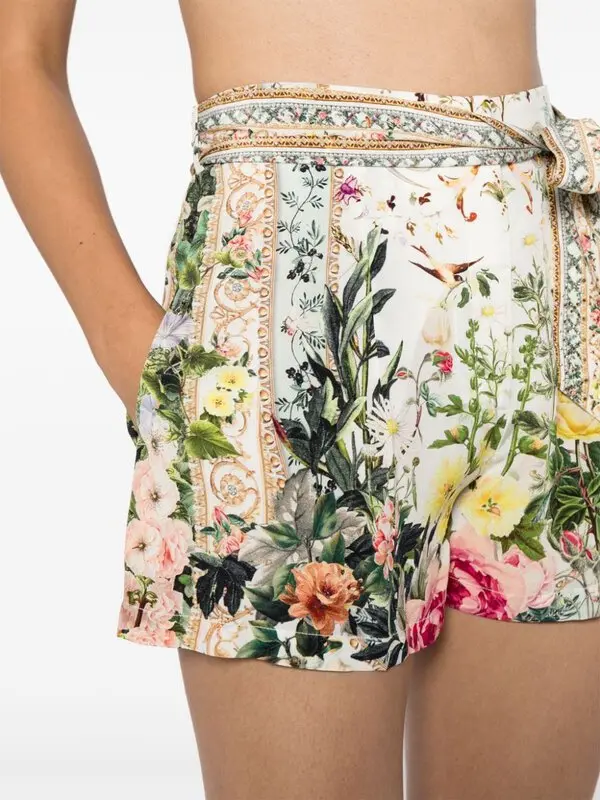 Camilla Renaissance Romance-print Silk Shorts
