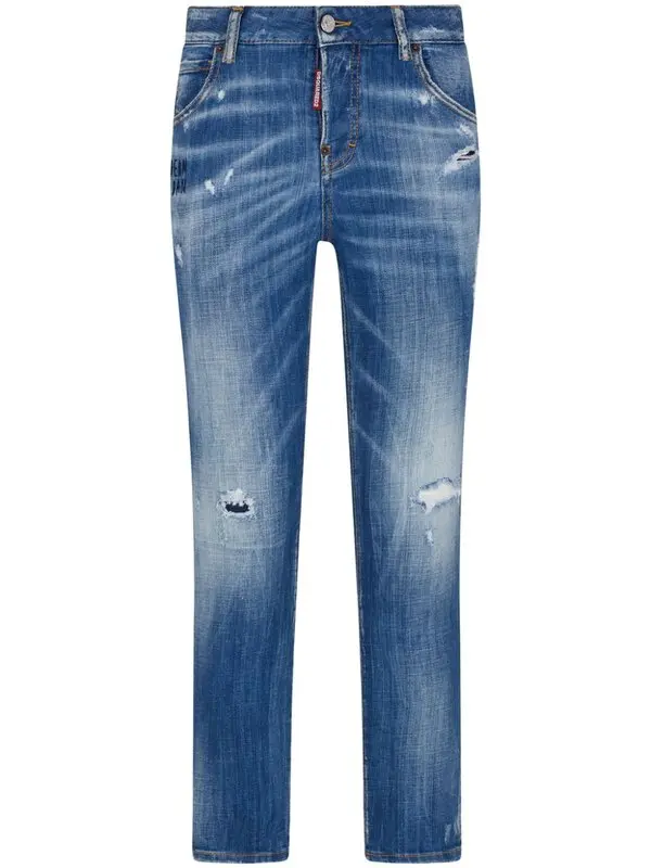 Dsquared2 Ripped Straight-leg Jeans - Blue