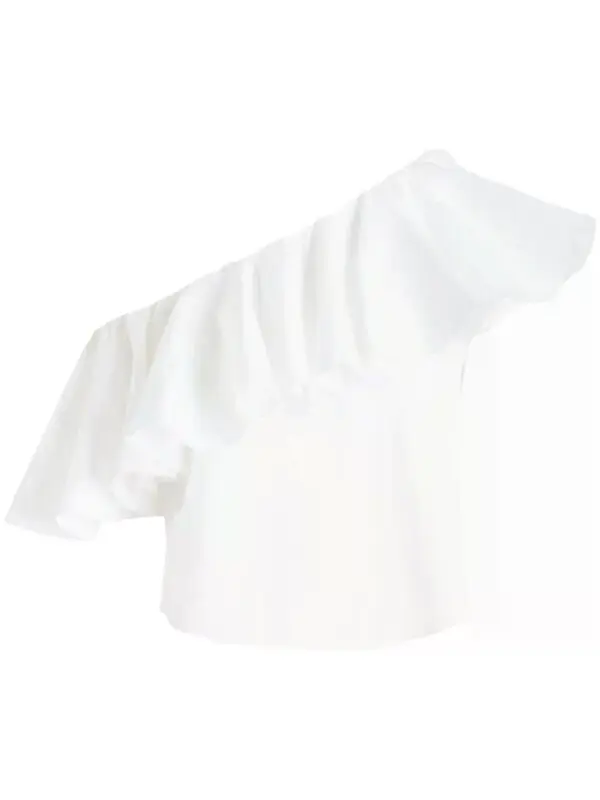 Giambattista Valli One-shoulder Ruffle-trim Blouse - White