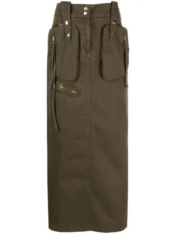 Blumarine Mid-rise Cotton Maxi Skirt - Green