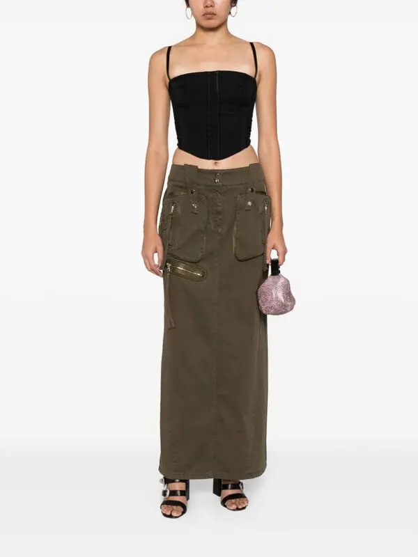 Blumarine Mid-rise Cotton Maxi Skirt - Green