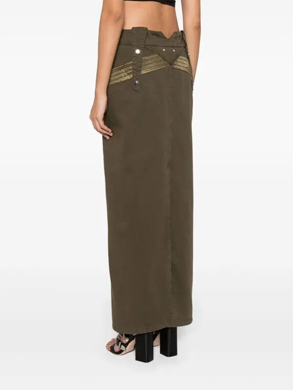 Blumarine Mid-rise Cotton Maxi Skirt - Green