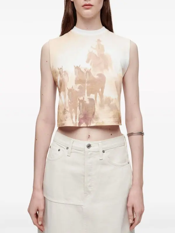 RE/DONE Baby Muscle Cowboy-print Cropped Top