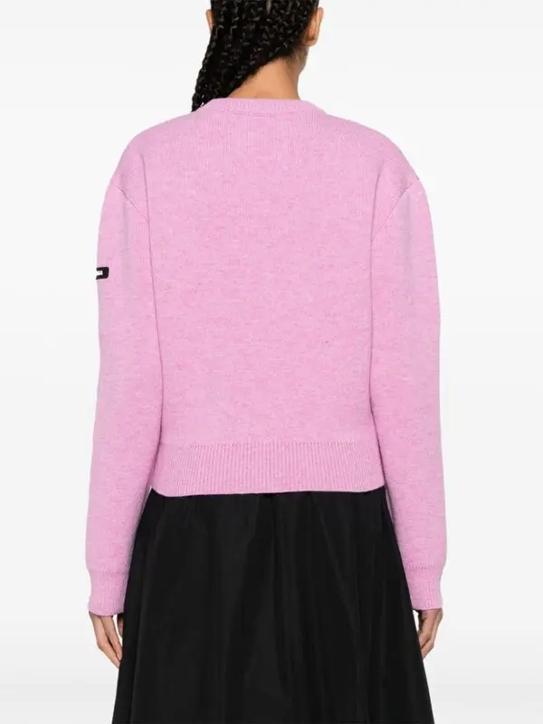 Balenciaga Logo-appliqué Mélange Jumper - Pink