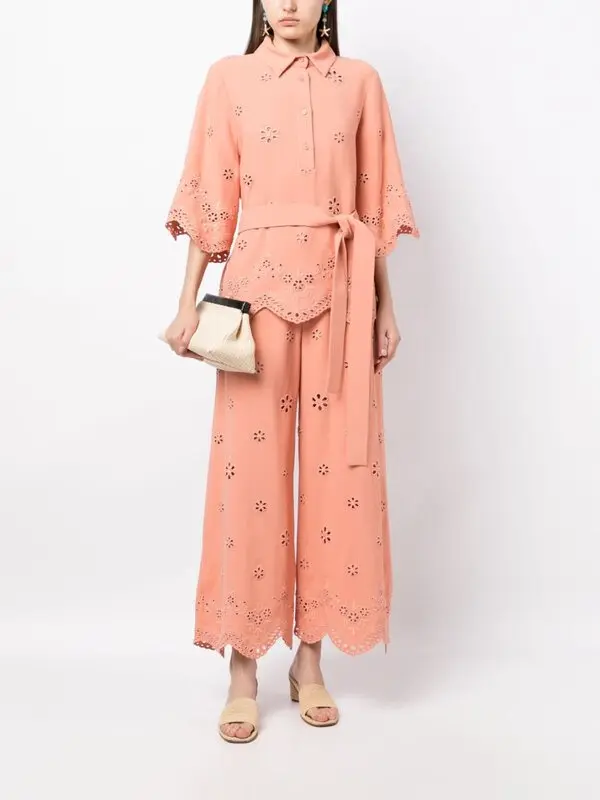 Elie Saab Cropped Trousers With Broderie Anglaise