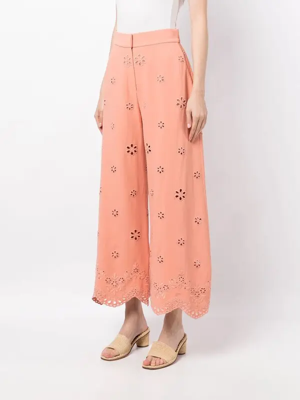 Elie Saab Cropped Trousers With Broderie Anglaise