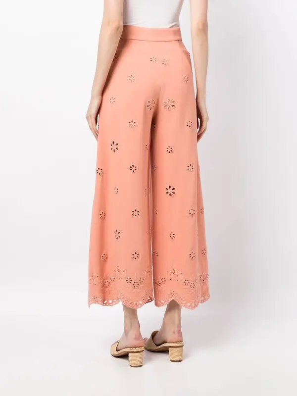 Elie Saab Cropped Trousers With Broderie Anglaise