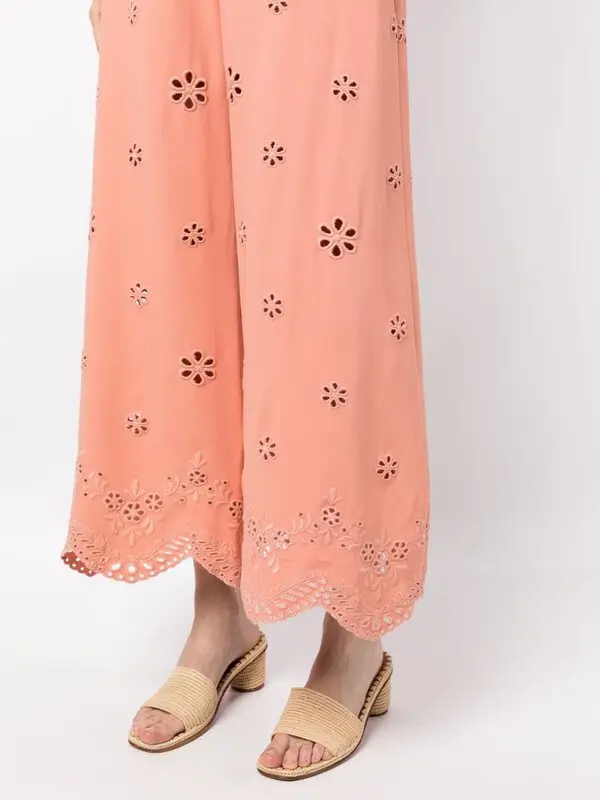 Elie Saab Cropped Trousers With Broderie Anglaise