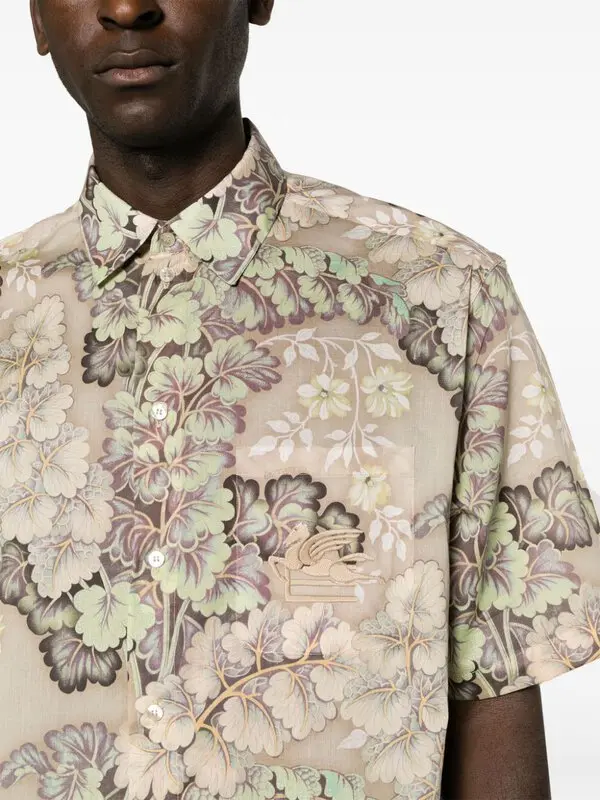Etro Pegaso-embroidered Floral-motif Shirt
