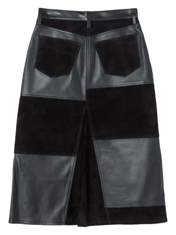 RE/DONE Mid-rise Leather Patchwork Skirt
