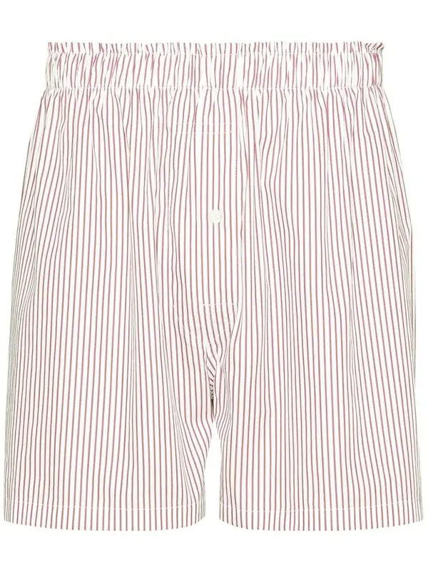 MAISON MARGIELA Striped Cotton Shorts - Red