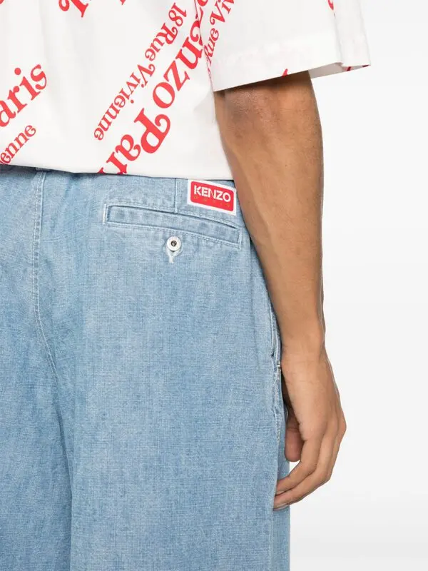 Kenzo Pleat-detail Denim Shorts