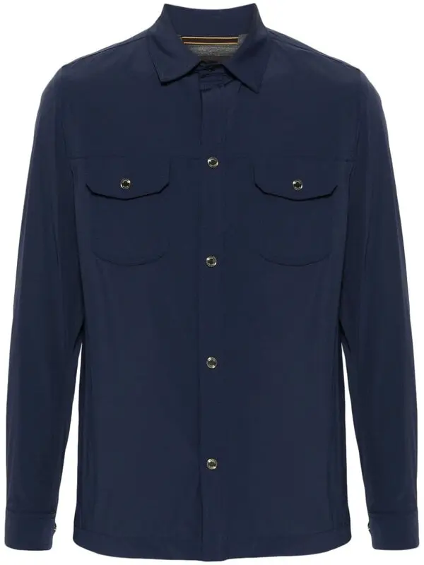 MOORER Long-sleeve Shirt Jacket - Blue