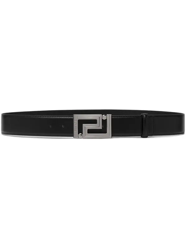 Versace Greca Leather Belt - Black