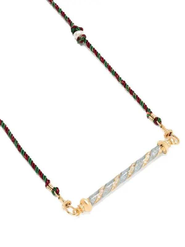 MARIE LICHTENBERG 18kt Yellow Gold Diamond Candy Cane Necklace - Blue