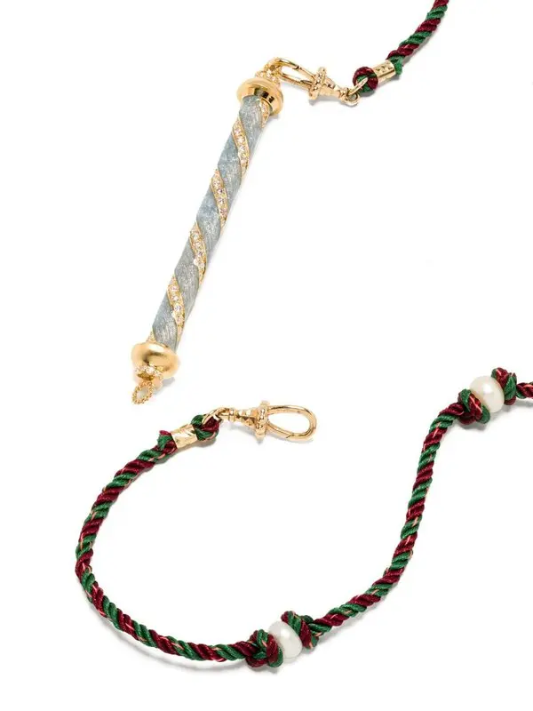 MARIE LICHTENBERG 18kt Yellow Gold Diamond Candy Cane Necklace - Blue