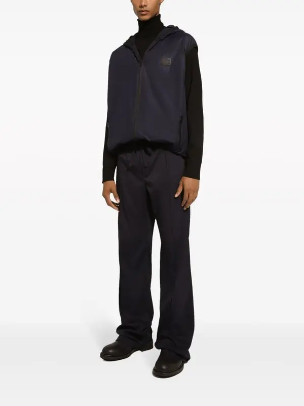 Dolce & Gabbana Logo-plaque Hooded Gilet - Blue