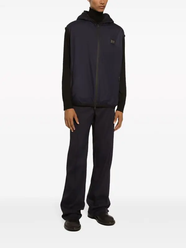 Dolce & Gabbana Logo-plaque Hooded Gilet - Blue
